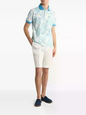Etro Paisley-motif Pique Polo Shirt - Blue