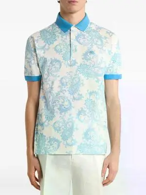 Etro Paisley-motif Pique Polo Shirt - Blue
