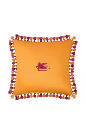 Etro Tassels Placed-print Cushion - Orange