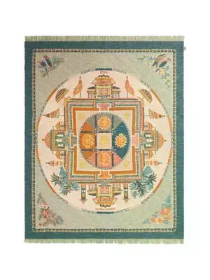 Etro Jacquard Mandala Cotton Blanket - Green