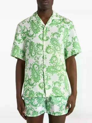 Etro Linen Bowling Shirt With Paisley Motif - White
