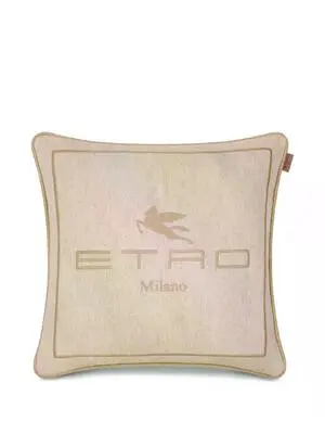 Etro Embroidered Logo Cushion - Neutrals