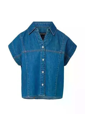Veronica Beard Cap-sleeve Button-up Blouse