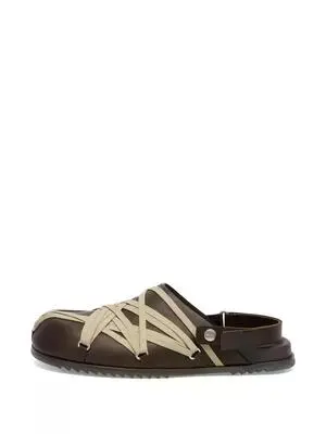 Rick Owens Laced Strap Mules - Brown