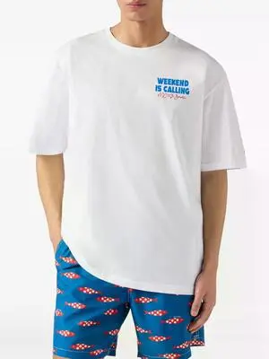 MC2 SAINT BARTH Delmar T-shirt With Weekend Is Calling Print And Maxi Graphic - White