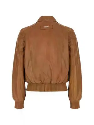 Iceberg Leather Bomber Jacket - Brown