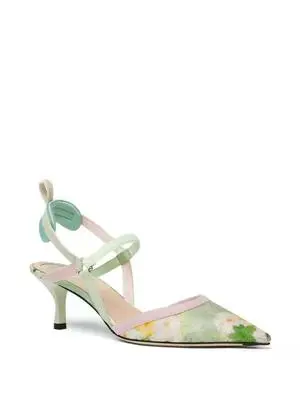 Fendi Colibrì Lite Floral Strappy Pumps - Green