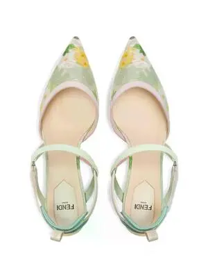 Fendi Colibrì Lite Floral Strappy Pumps - Green