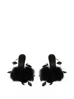 Paris Texas Lidia Feather Mules - Black