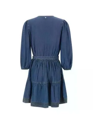 BOSS Balloon Sleeve Wrap Dress With Contrast Stitching