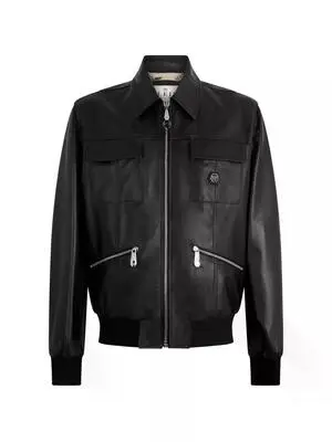 Philipp Plein Palms Leather Jacket - Black