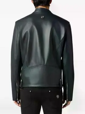 Philipp Plein Leather Biker Jacket - Black
