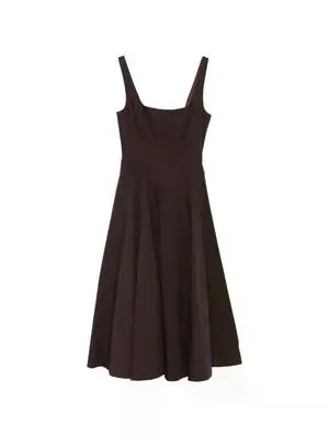 Staud Wells Square-neck Midi Dress - Brown