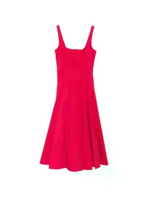 Staud Wells Square-neck Midi Dress - Red