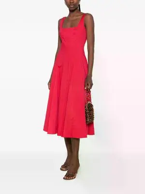 Staud Wells Square-neck Midi Dress - Red