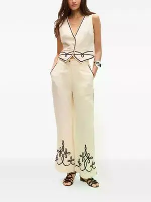 Carolina K Embroidery-detail Linen Trousers