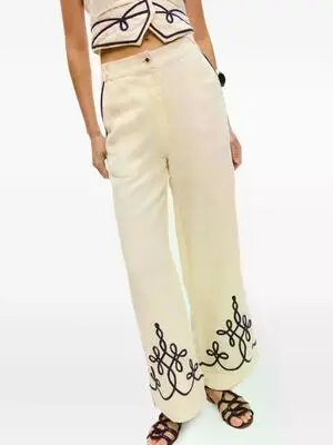 Carolina K Embroidery-detail Linen Trousers
