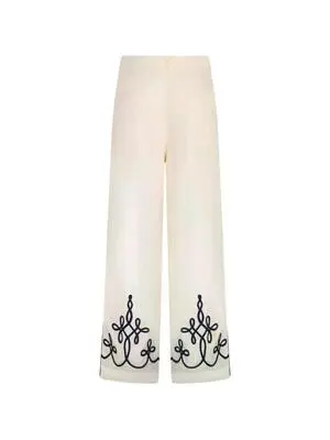Carolina K Embroidery-detail Linen Trousers