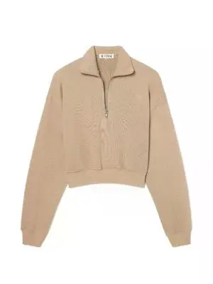 Eterne Cropped Half-zip Cotton Polo Top