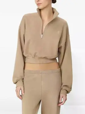 Eterne Cropped Half-zip Cotton Polo Top