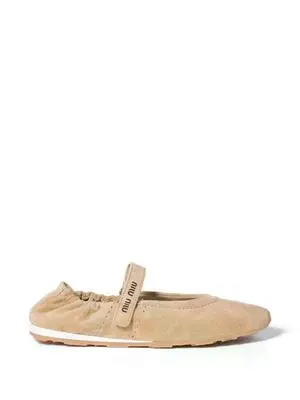 Miu Miu Plume Suede Ballerinas - Neutrals