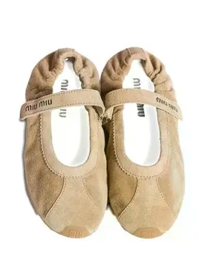 Miu Miu Plume Suede Ballerinas - Neutrals