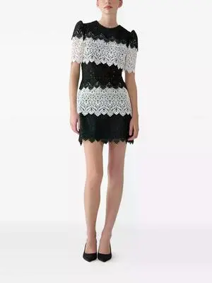 Carolina Herrera Lace Trimmed Mini Dress - Black