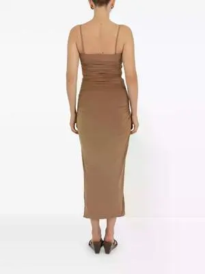 MAYGEL CORONEL Floral-motif Ruched Dress - Neutrals