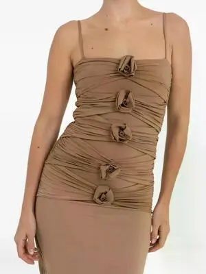 MAYGEL CORONEL Floral-motif Ruched Dress - Neutrals