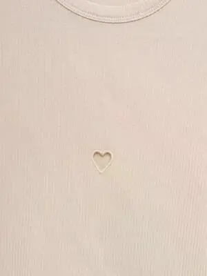 BASERANGE Heart Detail T-shirt - Neutrals