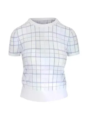 Vince Check-pattern Knit Cashmere Top