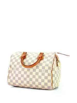 LOUIS VUITTON Speedy Handbag Damier 25 Satchel - White
