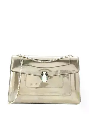 BVLGARI Serpenti Forever Patent Medium Shoulder Bag - Gold