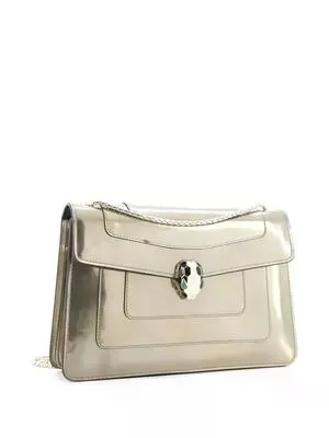 BVLGARI Serpenti Forever Patent Medium Shoulder Bag - Gold