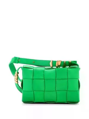 Bottega Veneta Cassette Maxi Intrecciato Grained Leather Crossbody Bag - Green