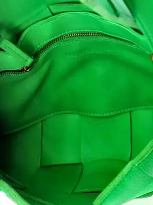 Bottega Veneta Cassette Maxi Intrecciato Grained Leather Crossbody Bag - Green