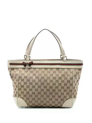 Gucci Gg Canvas Web Mayfair Tote - Neutrals