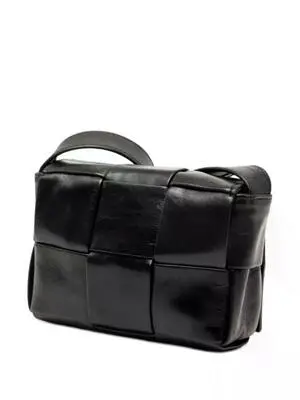 Bottega Veneta 2012-2026 Calfskin Intrecciato Cassette Crossbody Bag - Black