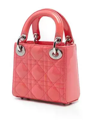 Dior 2016 Micro Patent Cannage Lady Satchel - Pink