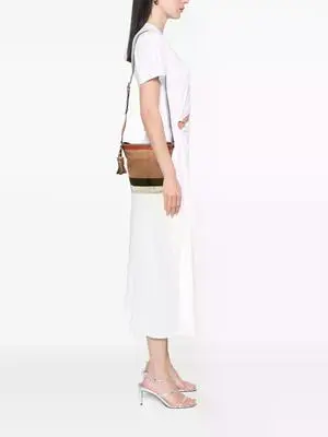 Burberry Mini Mega Check Ashby Tassel Bucket Bag - Brown
