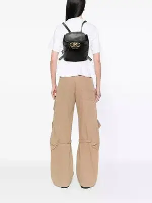 FERRAGAMO 2021-2026 Leather Double Gancini Backpack