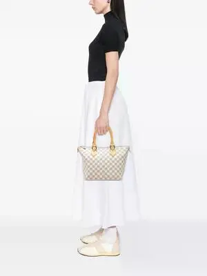 LOUIS VUITTON Damier Azur Saleya Pm Handbag - White