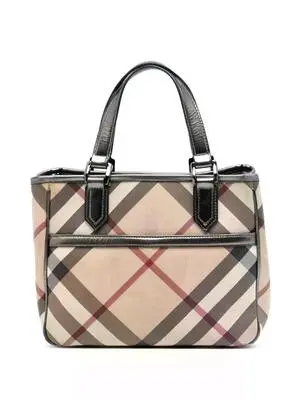 Burberry Supernova Check Coated Canvas Tote Bag - Neutrals