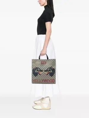 Gucci Gg Supreme Wolf Print Tote Bag - Neutrals