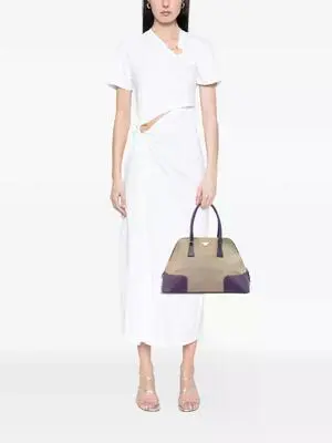 Prada Cinghiale Trimmed Canapa Dome Handbag