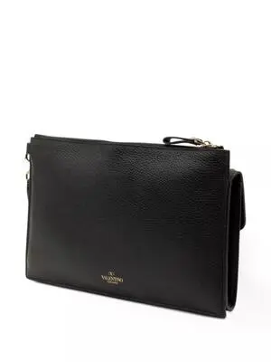 Valentino Garavani Grained Calfskin Rockstud Wristlet Clutch Bag