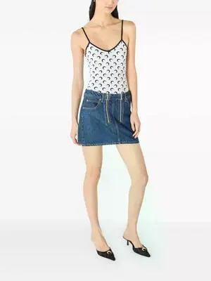 MARINE SERRE Moon-print V-neck Top - White