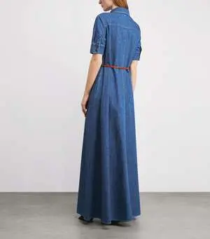 Lafayette 148 New York Denim Belted Maxi Dress