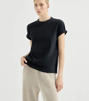 Brunello Cucinelli Embellished Stretch-cotton T-shirt