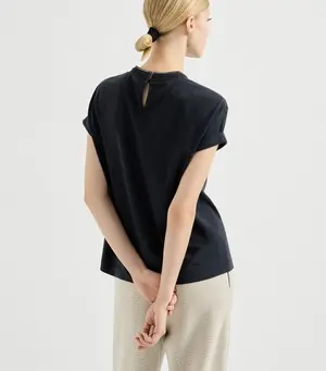Brunello Cucinelli Embellished Stretch-cotton T-shirt